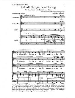 Let All Things Now Living » Choir Sheet Music (Part)