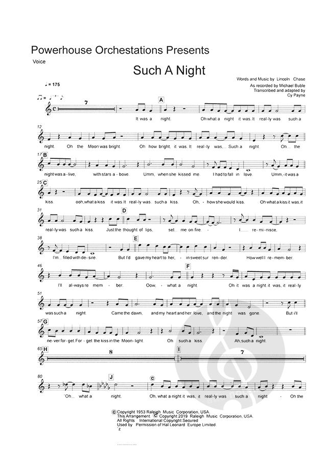 Such A Night by Bublé » Jazz Ensemble Sheet Music