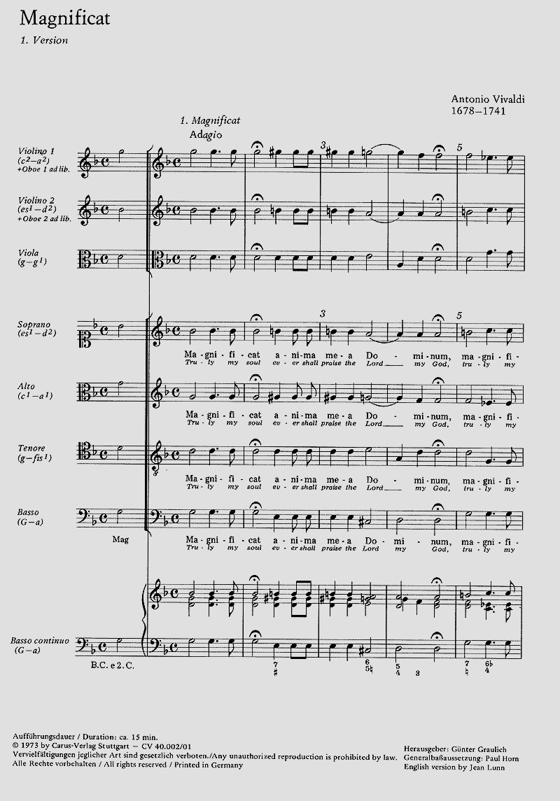Magnificat RV610 (Antonio Vivaldi) » Sheet Music for Ensemble (Score)