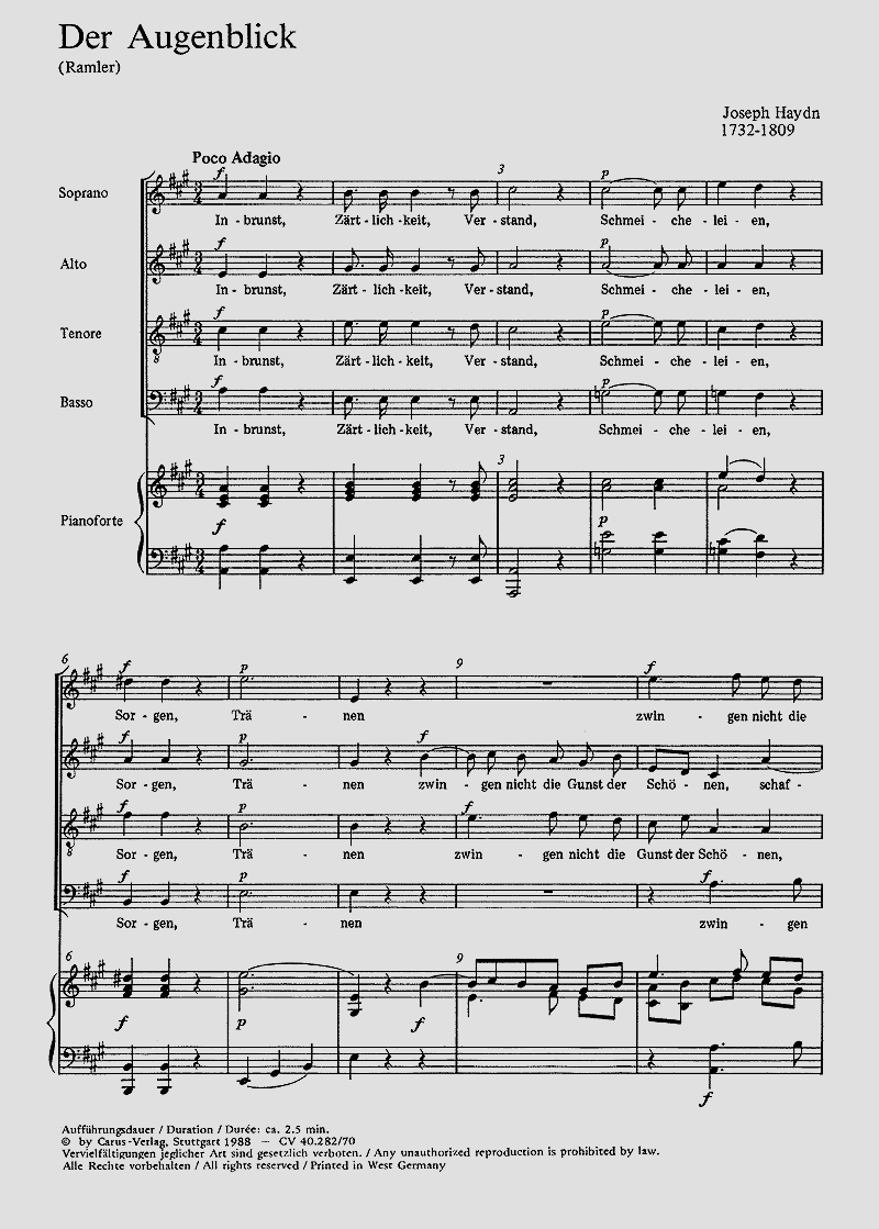 Der Augenblick (Joseph Haydn) » Sheet Music for Mixed Choir (Score)