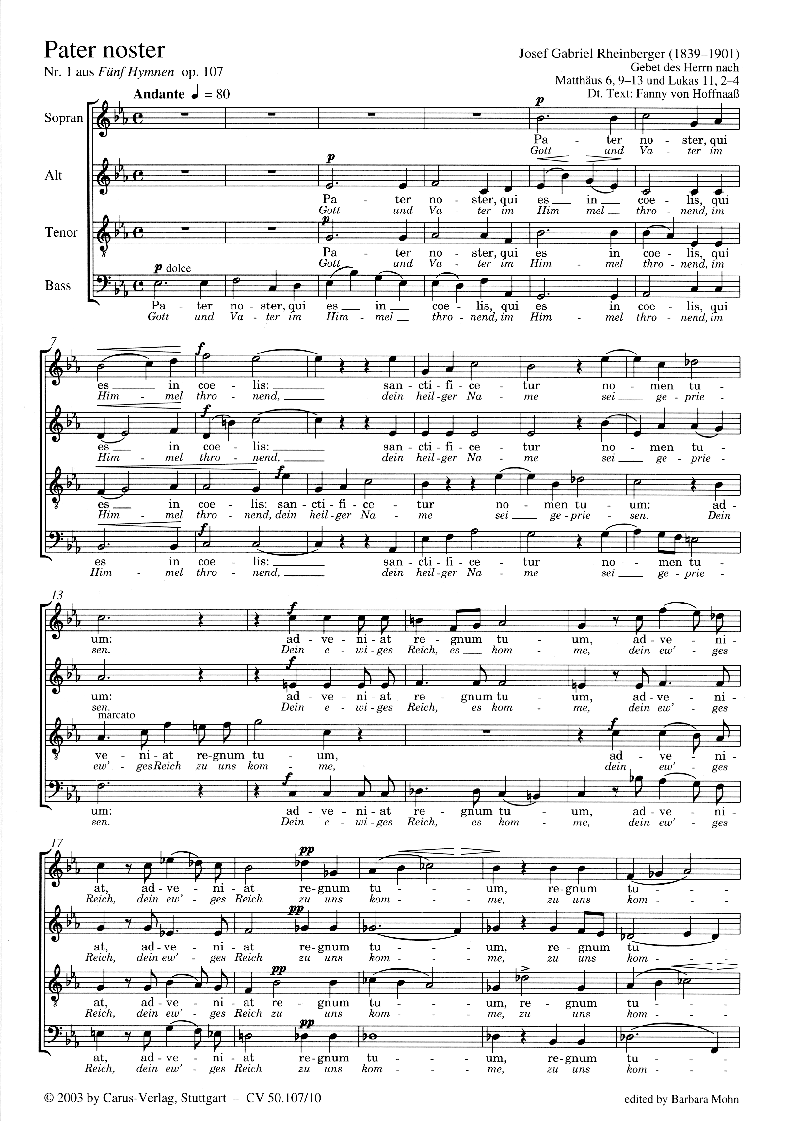 Pater noster (Gott und Vater) Version 1 (Joseph Gabriel Rheinberger ...