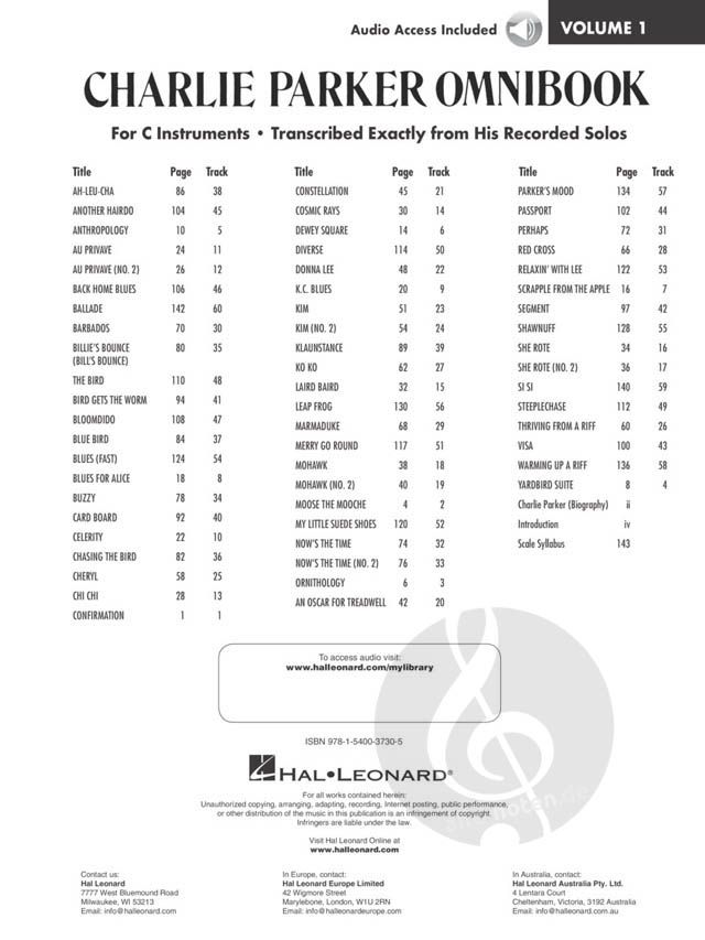 Charlie Parker Omnibook 1 » Songbooks (Part)