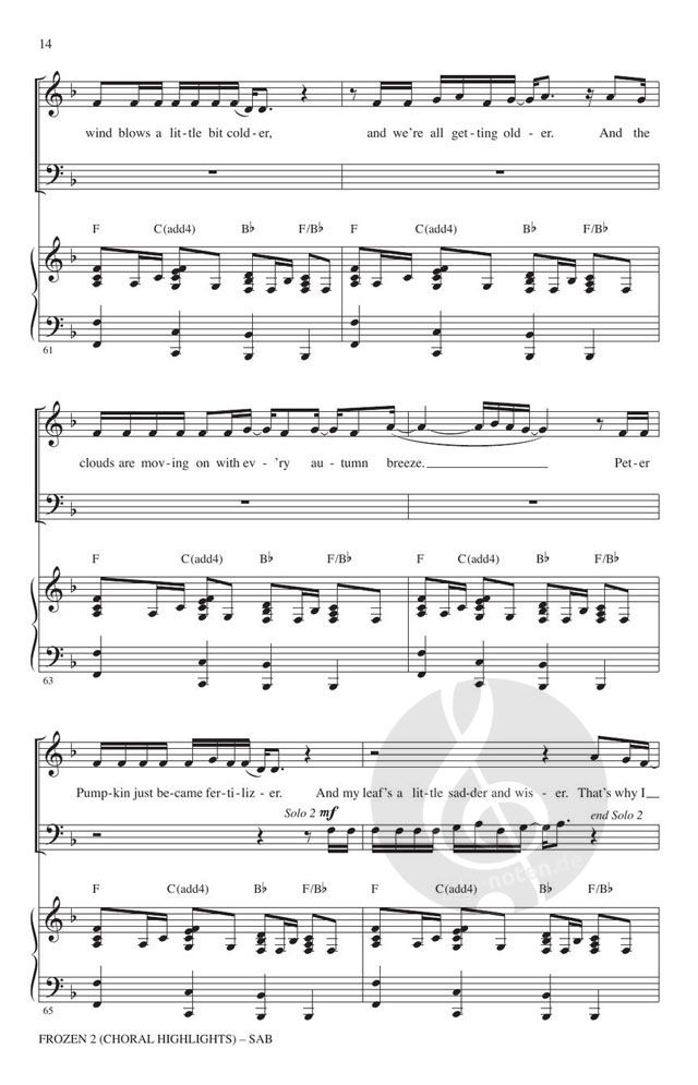 Frozen 2 by Robert Lopez » Mixed Choir Sheet Music