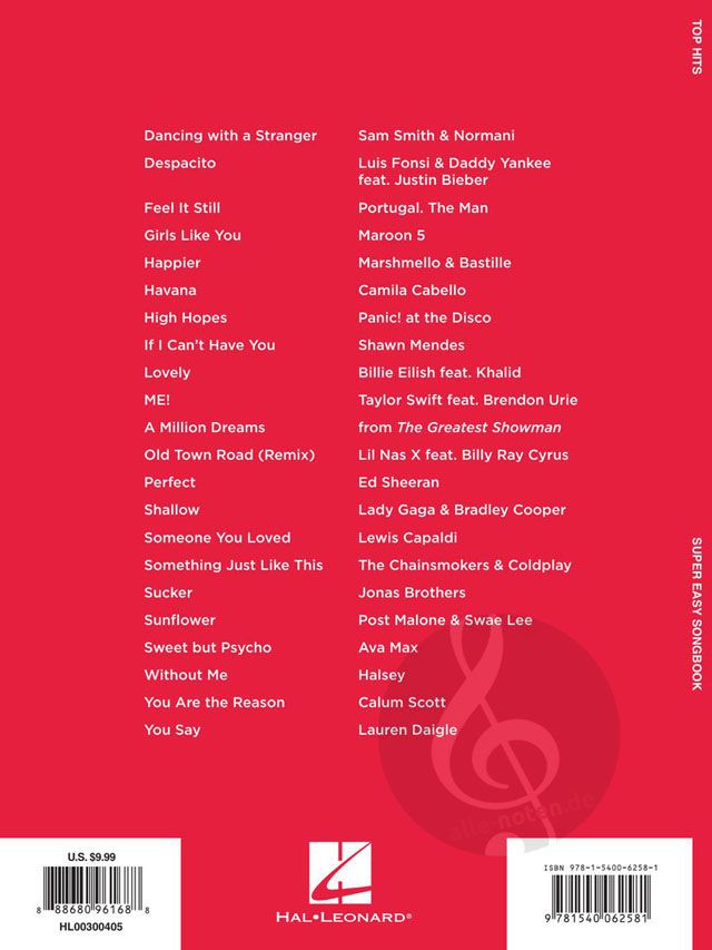 Top Hits - Super Easy Songbook » Piano Sheet Music