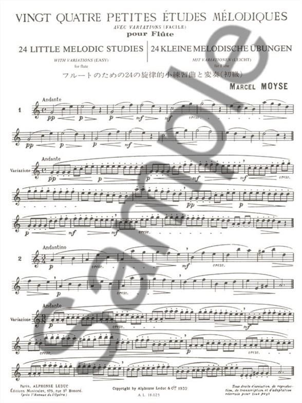 24 Petites Etudes Melodiques by Marcel Moyse » Sheet Music for Flute