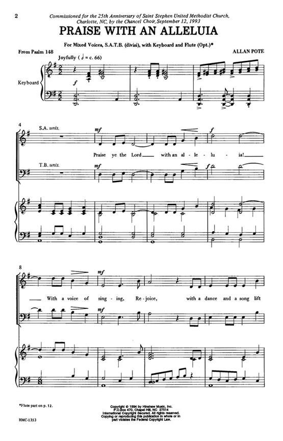 Praise With An Alleluia by Allen Pote » Mixed Choir Sheet Music