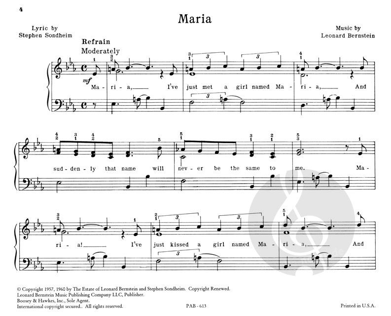 West Side Story Selections (Simplified Piano) by Leonard Bernstein ...