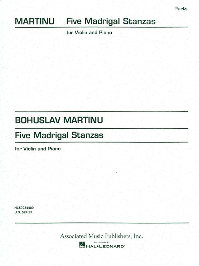 5 Madrigal Stanzas by Bohuslav Martinu » Sheet Music for Violin
