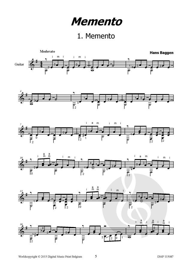 Memento by Hans Baggen » Guitar Sheet Music