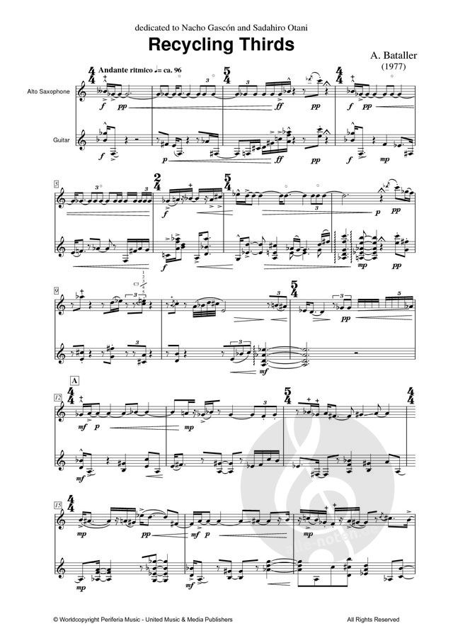 Recycling Thirds by Arnau Bataller » Saxophone Sheet Music
