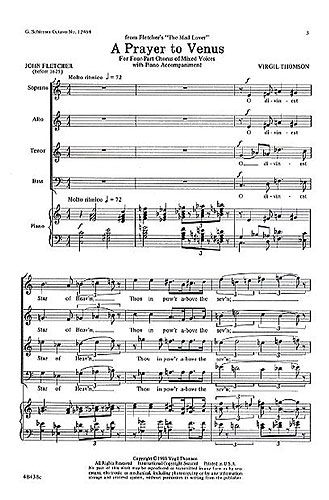 Prayer To Venus (Virgil Thomson) » Sheet Music for Mixed Choir