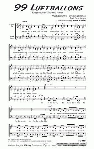 99 Luftballons by Nena » Mixed Choir Sheet Music