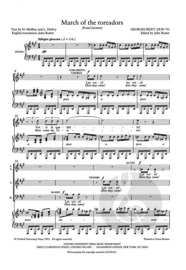 March of the Toreadors by Georges Bizet (Download) » Mixed Choir Sheet ...