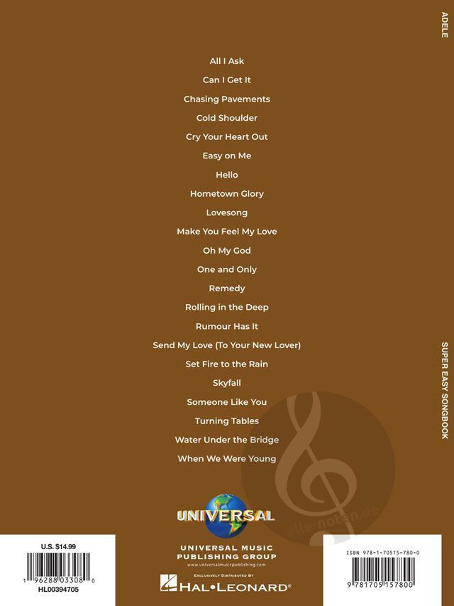 Adele - Super Easy Songbook » Piano Sheet Music
