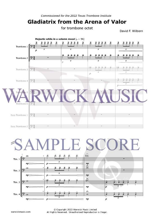Gladiatrix from the Arena by David F. Wilborn » Trombone Sheet Music