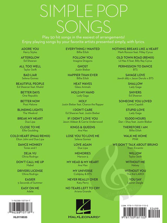 Simple Pop Songs » Piano Sheet Music at all-sheetmusic.com