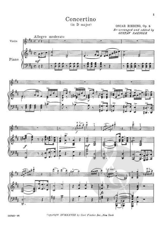 Oskar Rieding Sheet Music for Violin » Buy Online