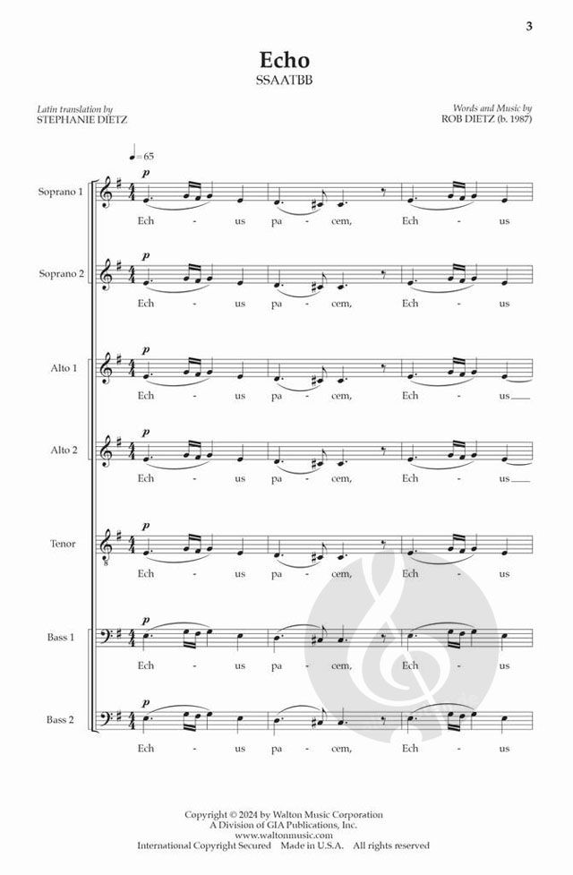 Echo by Rob Dietz » Sheet Music for Mixed Choir