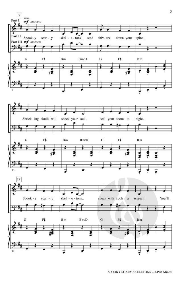 Spooky Scary Skeletons by Andrew Gold » Sheet Music for Mixed Choir