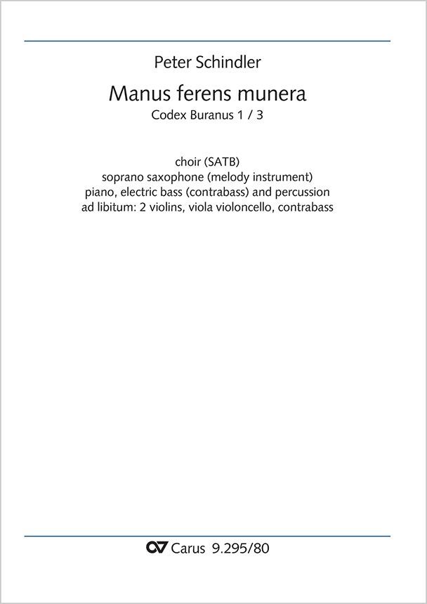 Manus ferens munera by Peter Schindler » Sheet Music for Mixed Choir