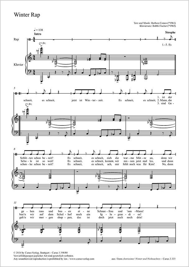 Winter-Rap » Sheet Music for Choir