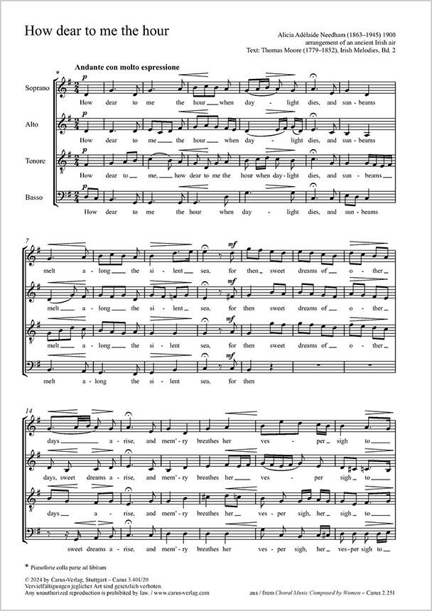 How dear to me the hour by Alicia Adélaide Needham » Sheet Music for ...