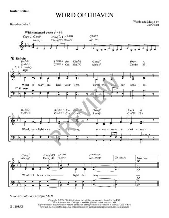 Word of Heaven by Liz Owen » Sheet Music for Choir (Part)