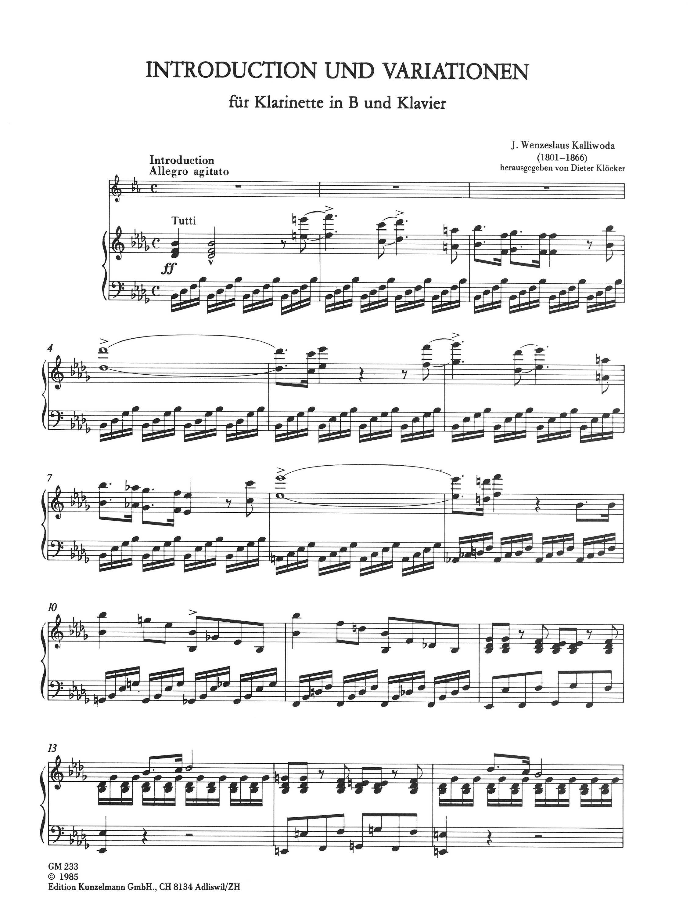 Introduction and Variations Op. 123 by Johannes Wenzeslaus Kalliwoda ...