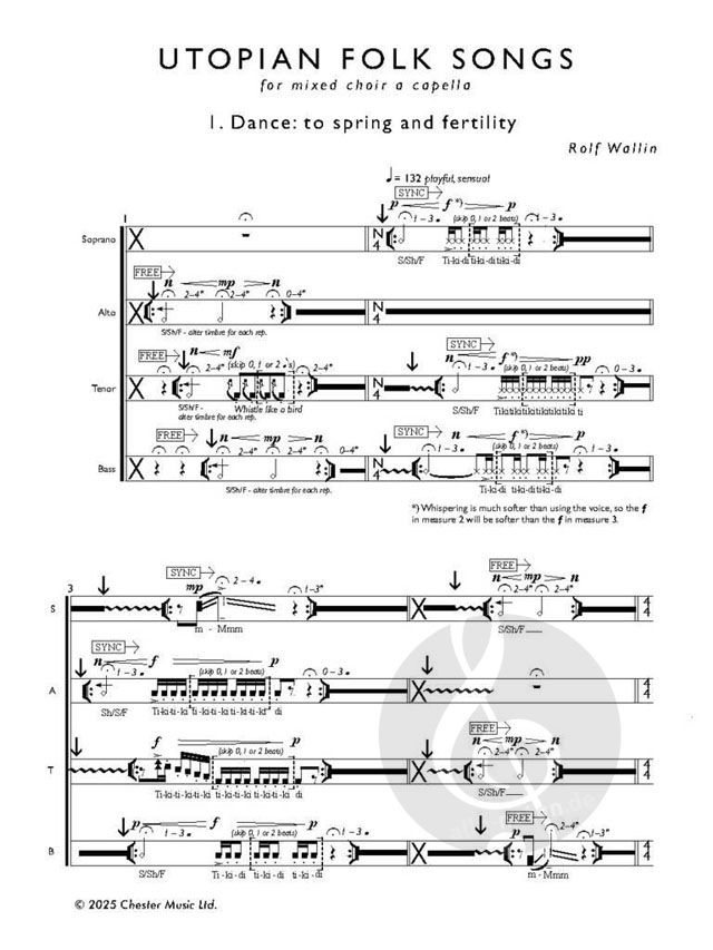 Utopian Folk Songs by Rolf Wallin » Sheet Music for Mixed Choir