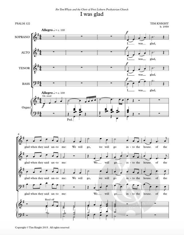 I Was Glad by Tim Knight » Sheet Music for Mixed Choir