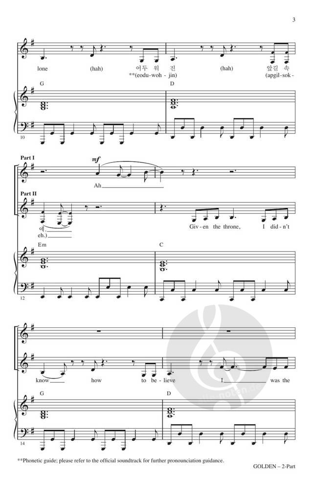 Golden » Sheet Music for Children's Choir