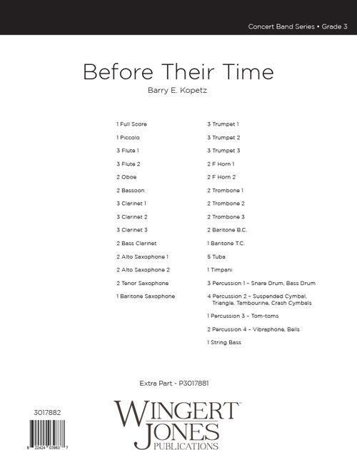 Before Their Time by Barry E. Kopetz » Sheet Music for Concert Band (Score)
