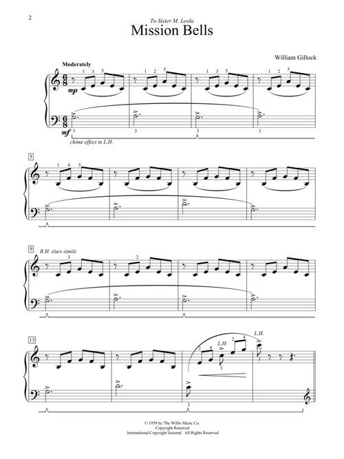 Mission Bells Later Elementary Piano Solo by William Gillock » all ...