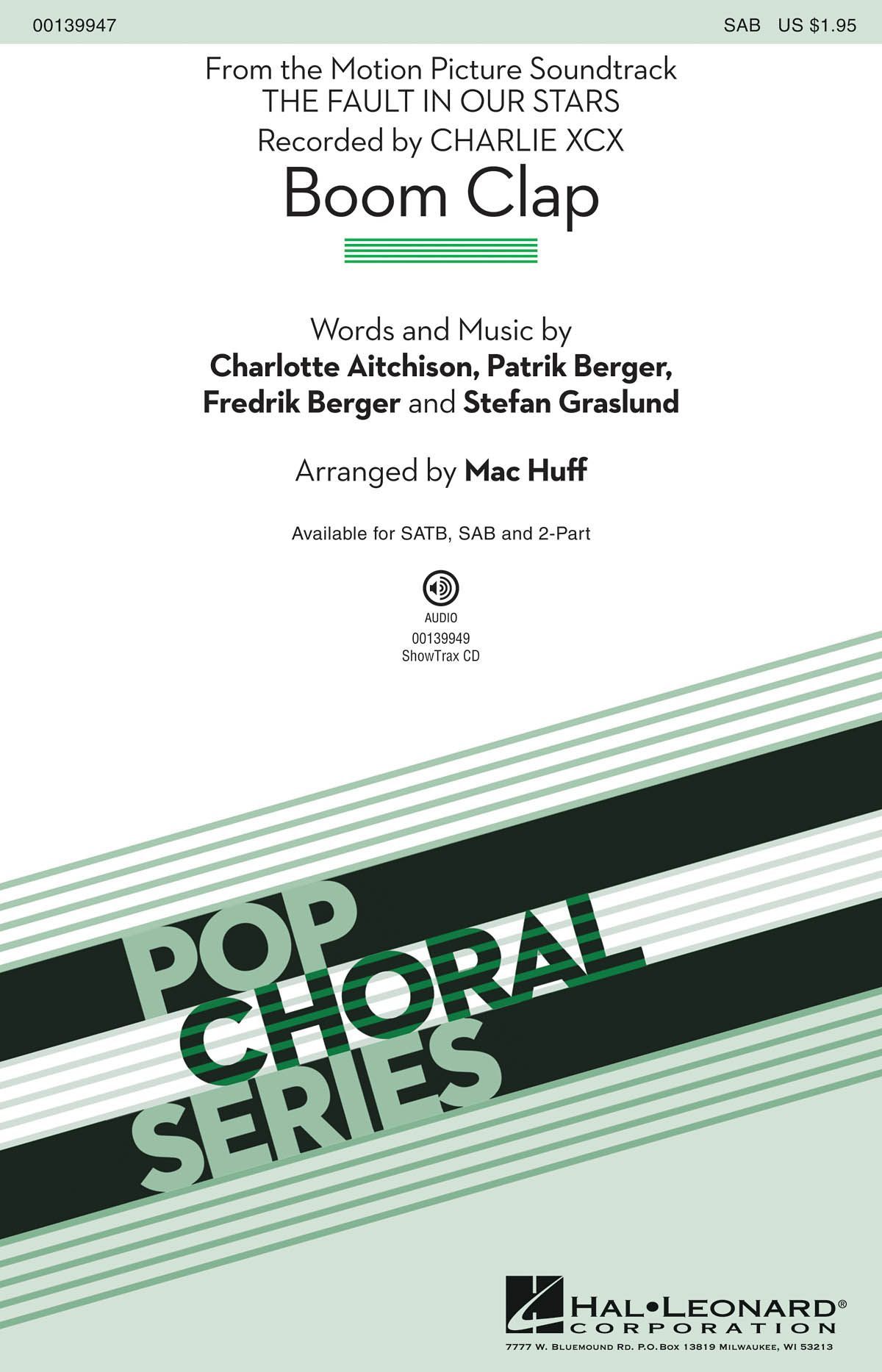 Boom Clap by Charli XCX (Download) » Sheet Music for Mixed Choir