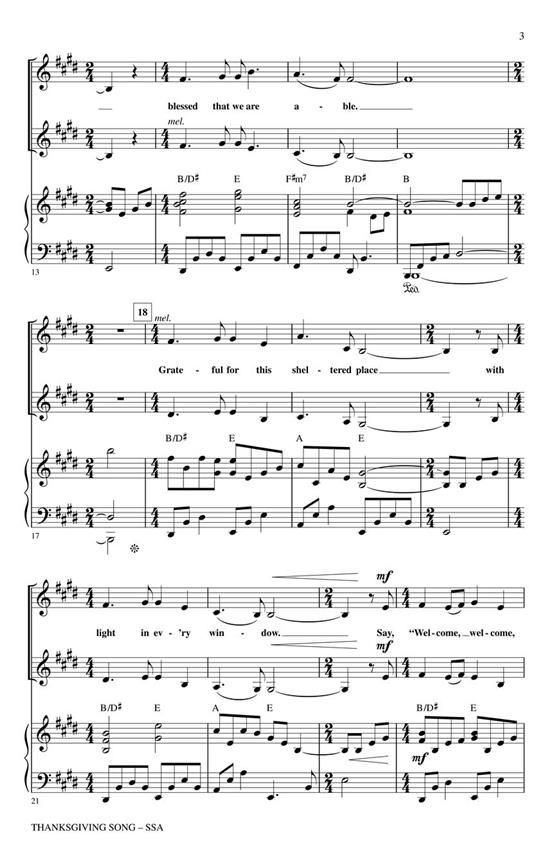 Thanksgiving Song (Download) » Sheet Music for Women's Choir