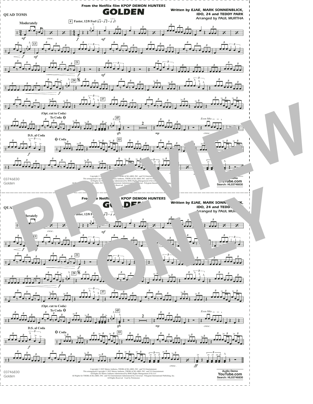 Golden (Download) » Sheet Music for Marching Band (Part)