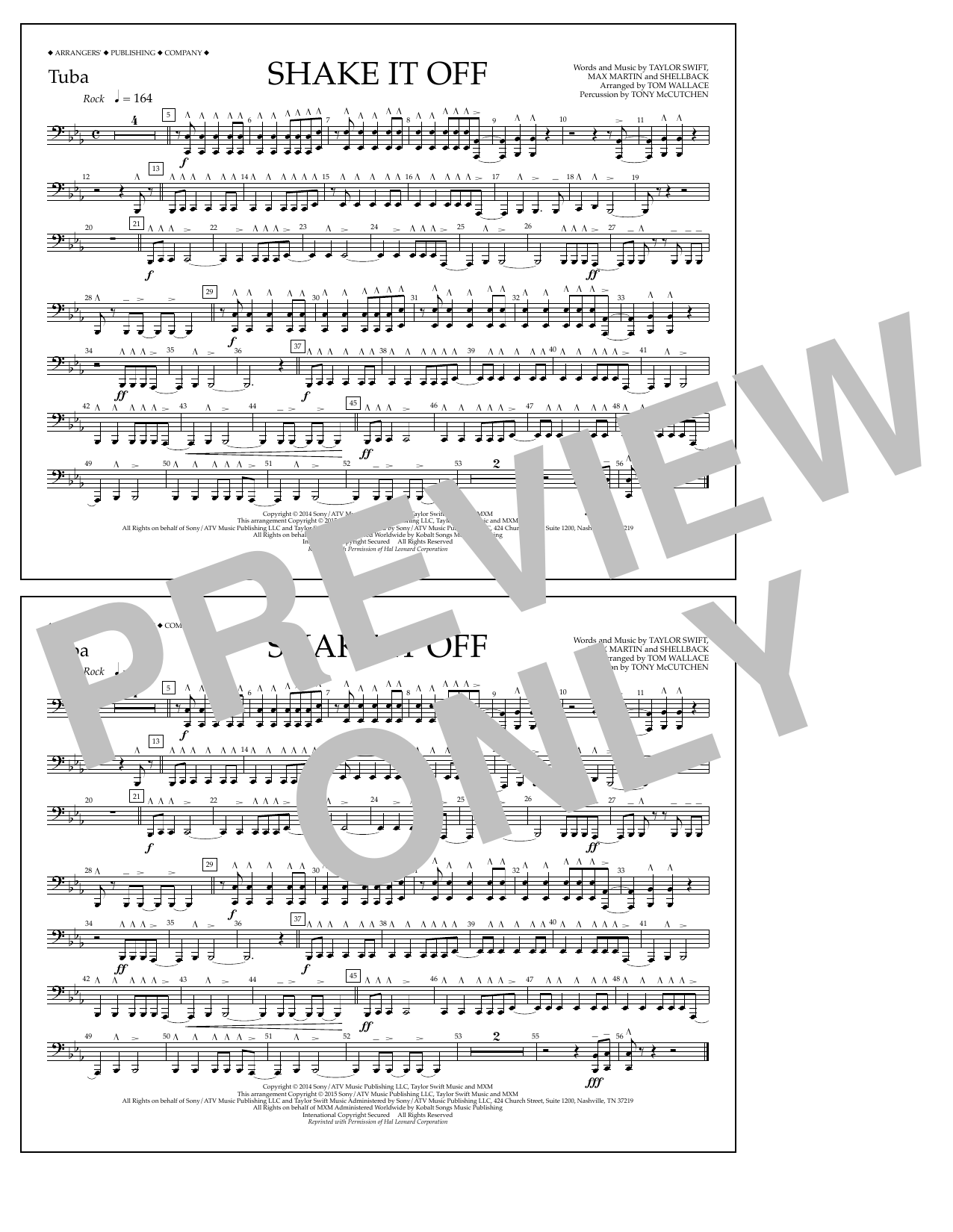 Shake It Off by Taylor Swift (Download) » Sheet Music for Marching Band ...