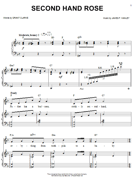 Second Hand Rose by Fannie Brice (Download) » Songbooks