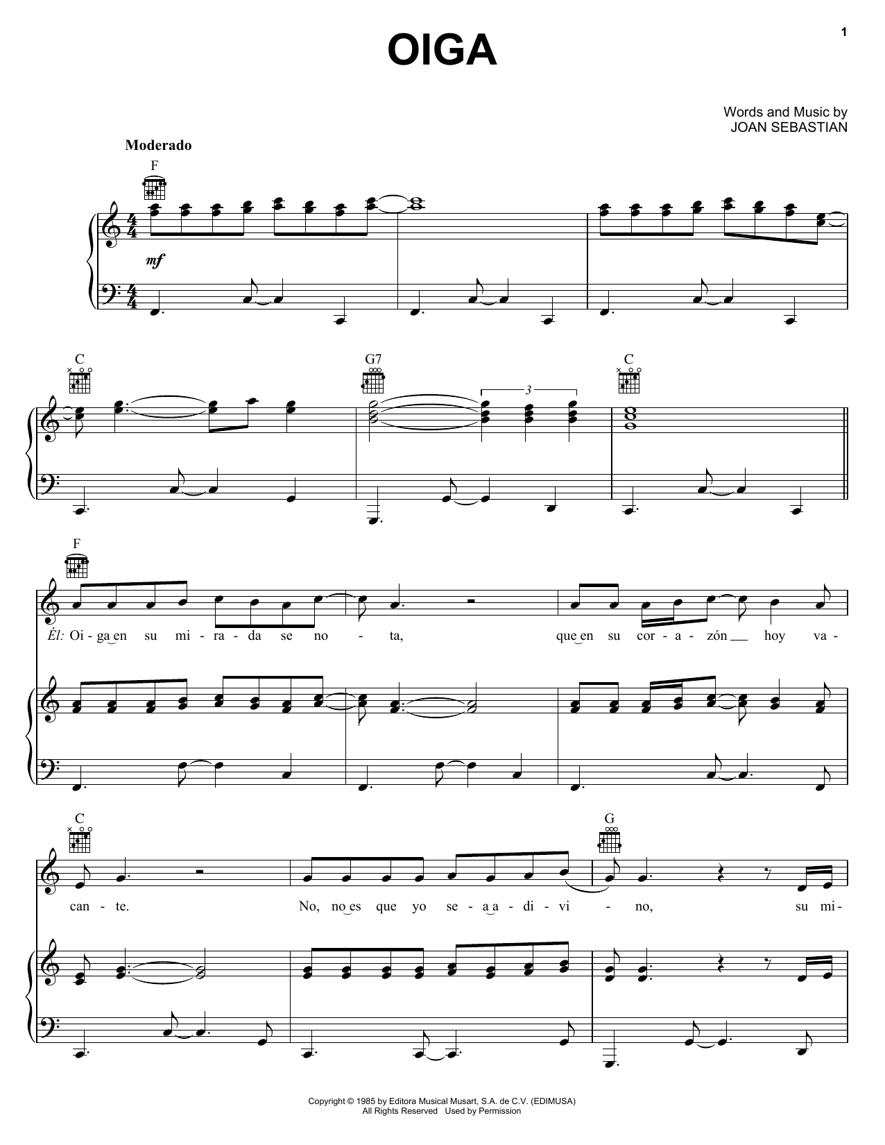 Oiga by Joan Sebastian (Download) » Songbooks