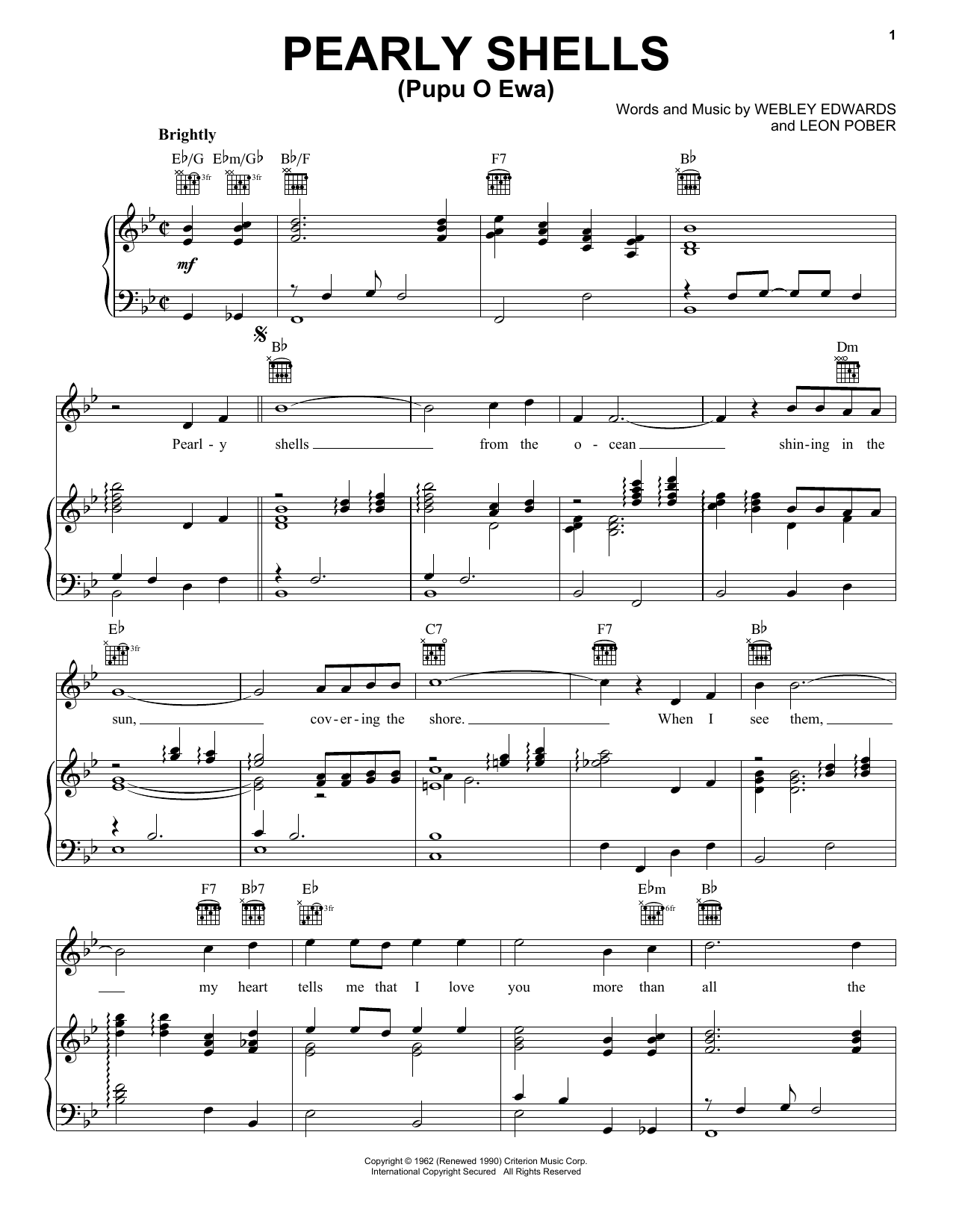 Pearly Shells (Pupu O Ewa) by Don Ho (Download) » Songbooks