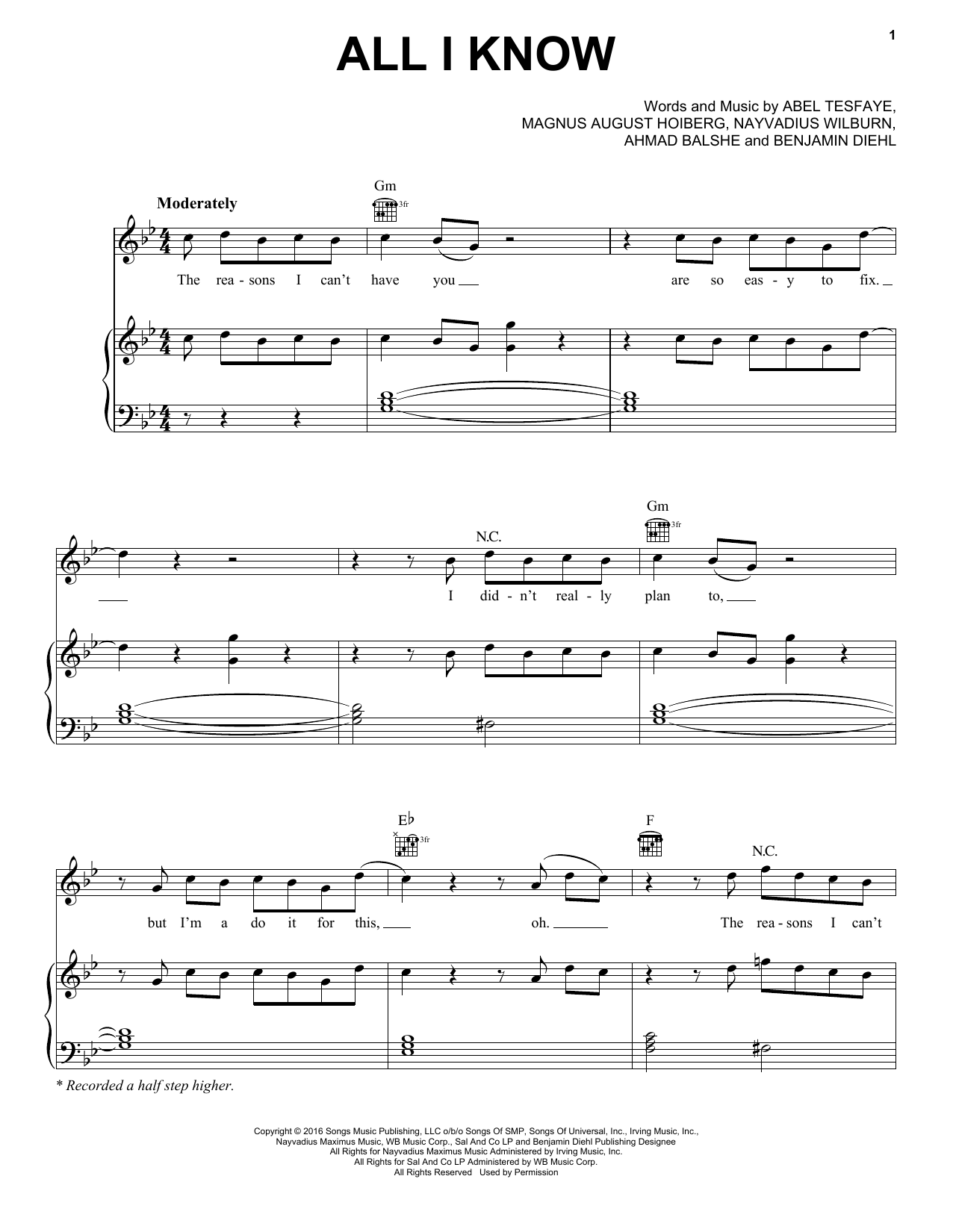 All I Know by The Weeknd (Download) » Songbooks
