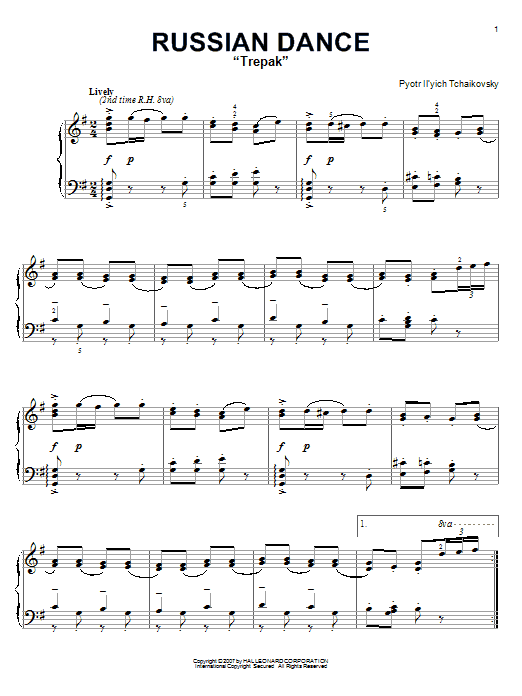 Russian Dance (Trepak) by Pyotr Il'yich Tchaikovsky (Download) » Sheet ...