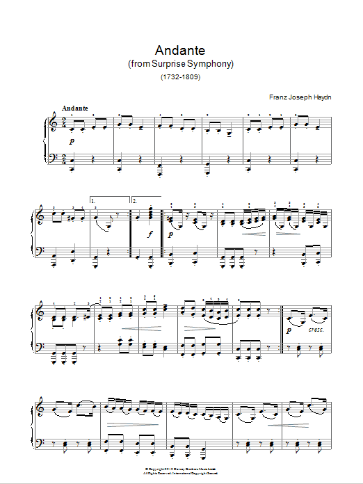 The Surprise Symphony (Symphony No. 94, Second Movement Theme) by Franz ...
