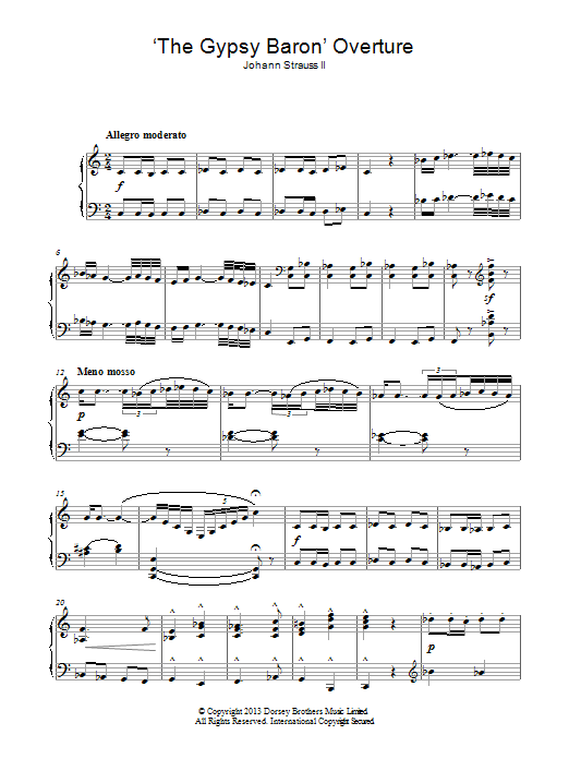 The Gypsy Baron by Johann Strauss II (Download) » Sheet Music for Piano