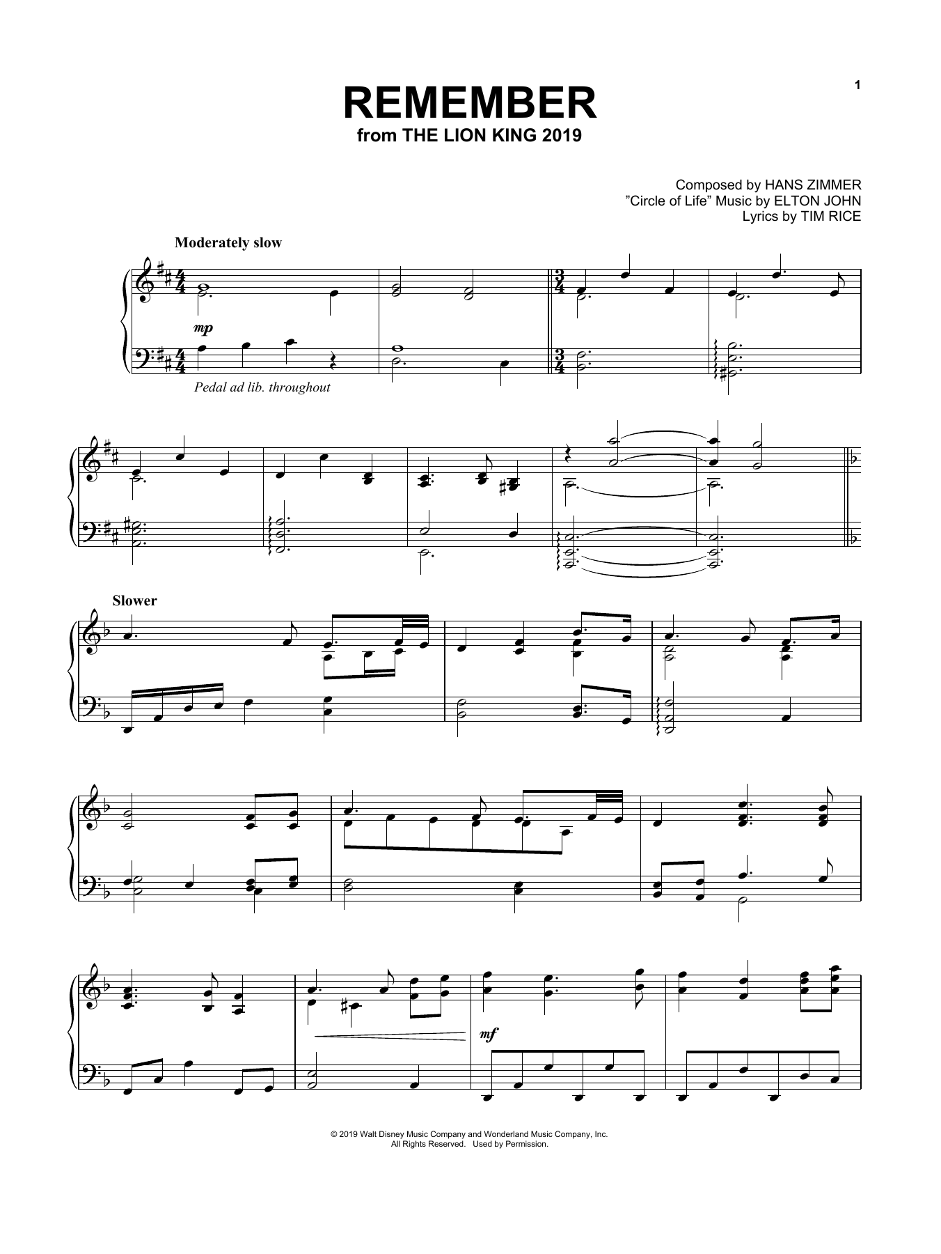 Remember (Download) » Sheet Music for Piano