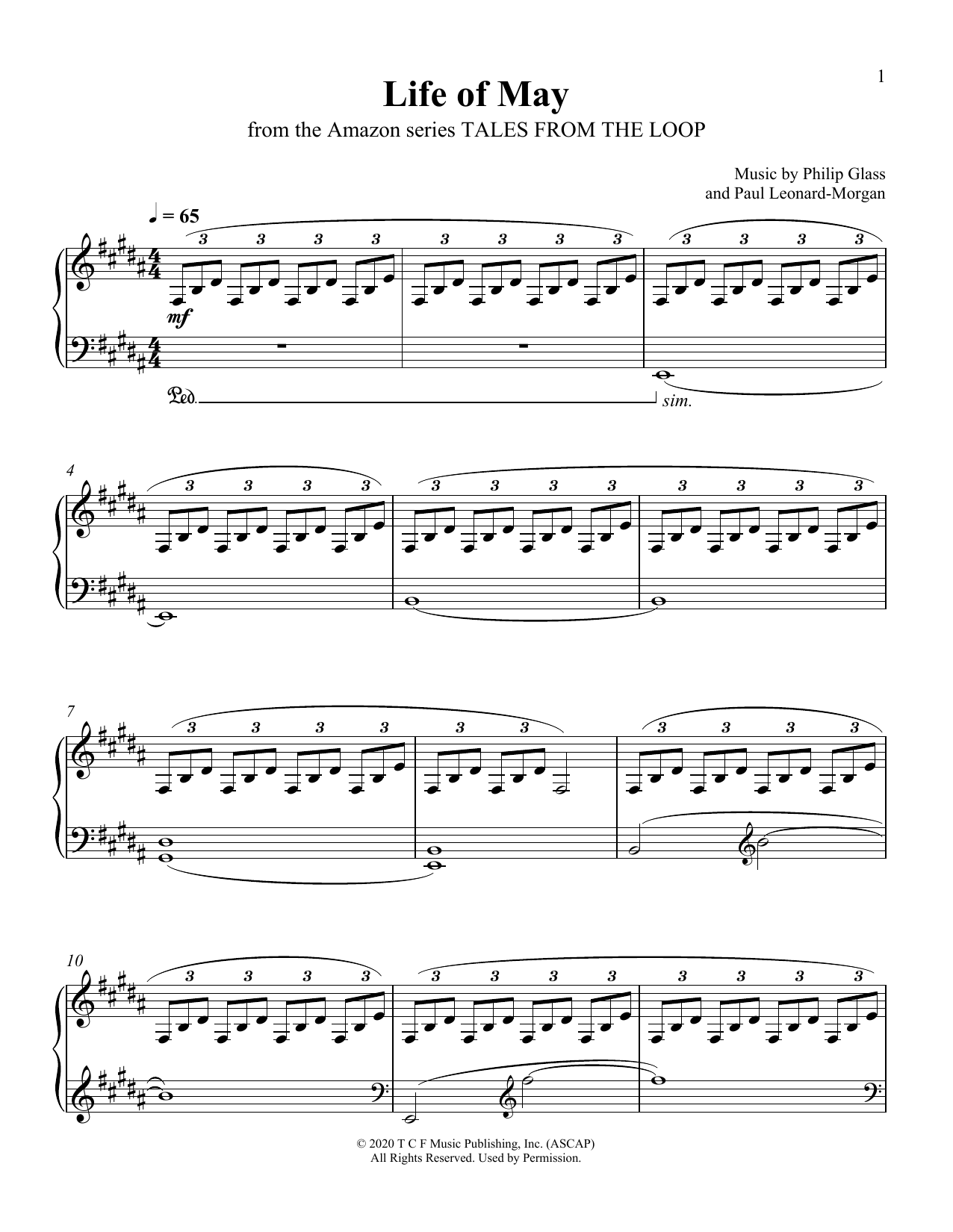 Life Of May by Philip Glass (Download) » Sheet Music for Piano