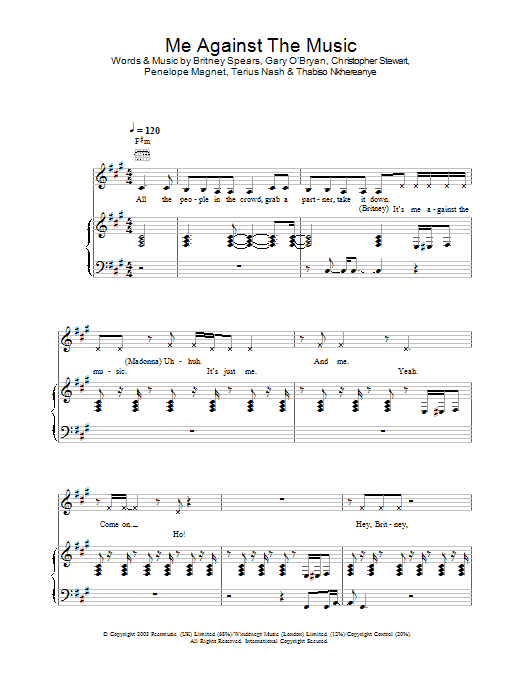 Me Against The Music by Madonna (Download) » Songbooks