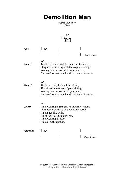 Demolition Man by Sting (Download) » Songbooks