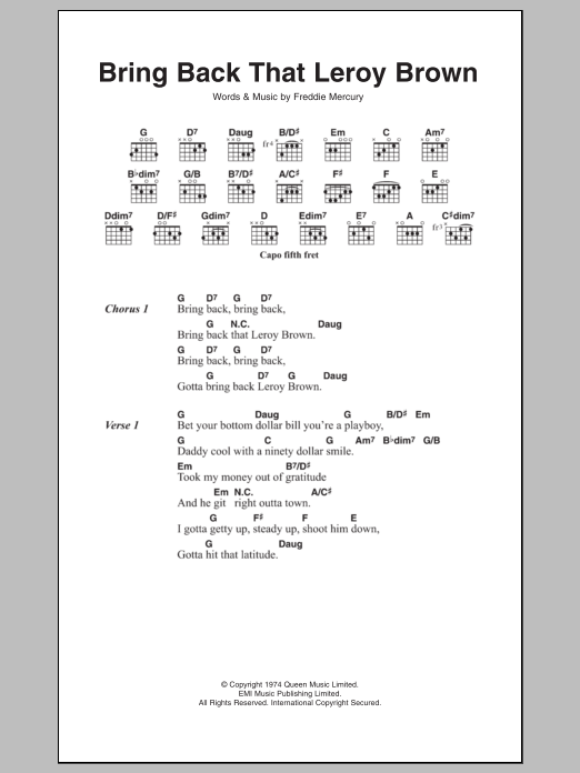 Bring Back That Leroy Brown by Queen (Download) » Songbooks