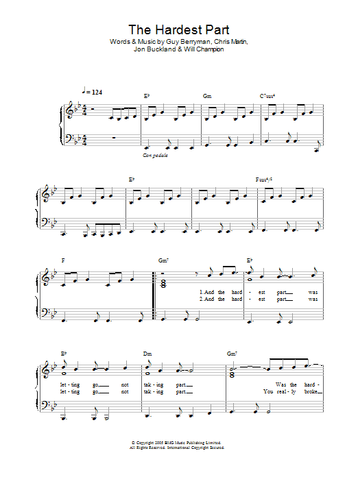 The Hardest Part by Coldplay (Download) » Sheet Music for Piano